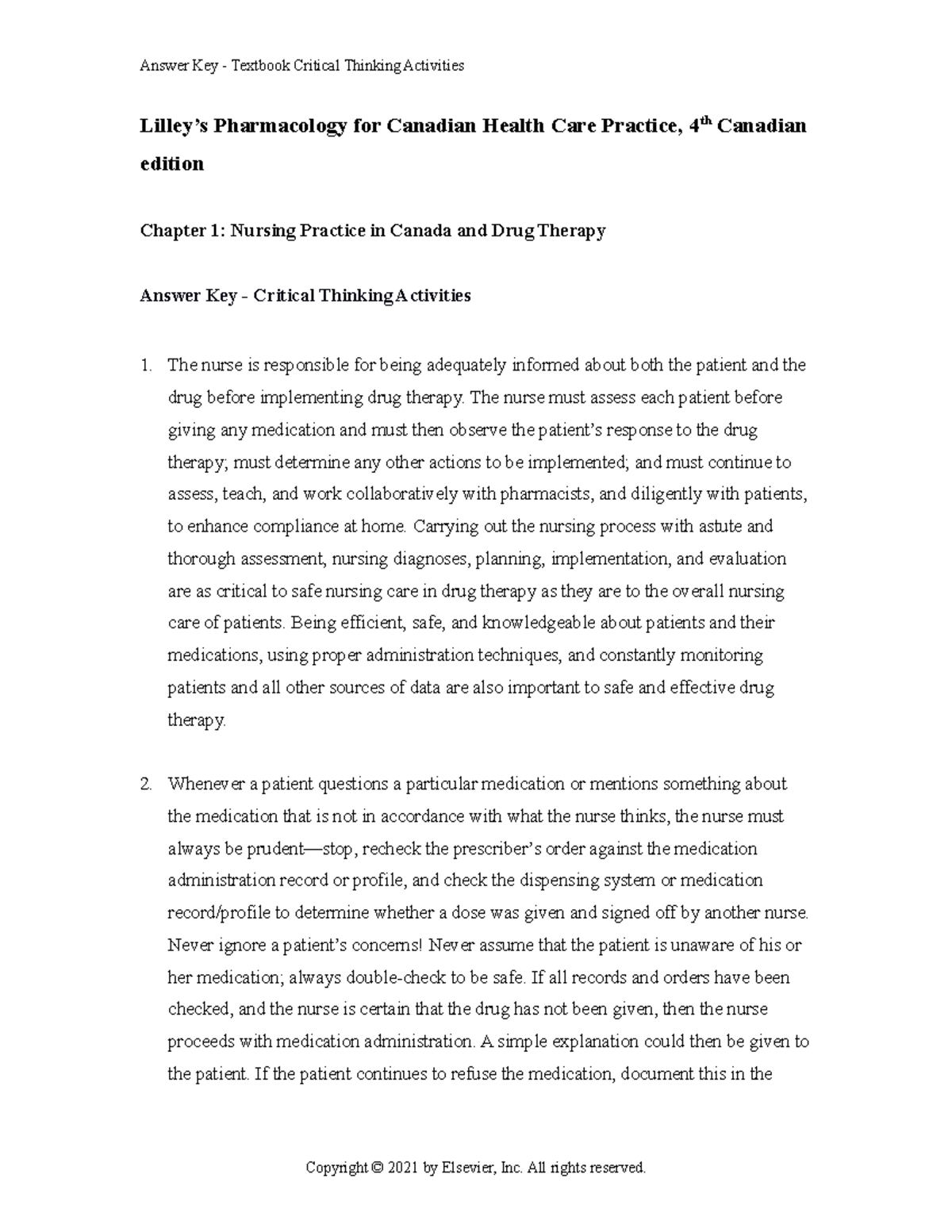 Chapter 001 - Lilley’s Pharmacology for Canadian Health Care Practice ...