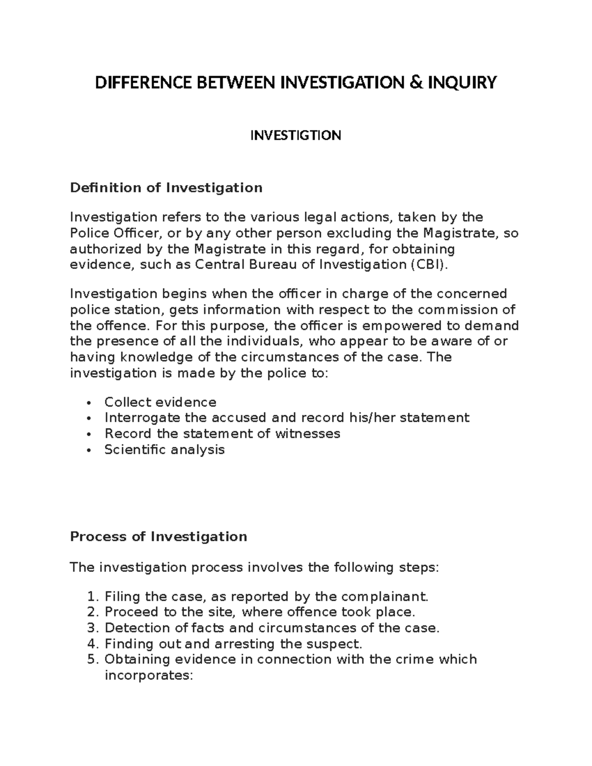 Investigation & Inquiry - DIFFERENCE BETWEEN INVESTIGATION & INQUIRY ...