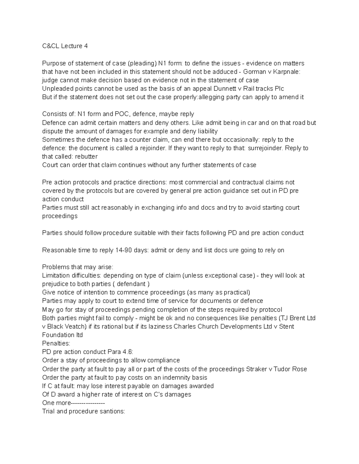C&CL Lecture 4 practice directions - C&CL Lecture 4 Purpose of ...
