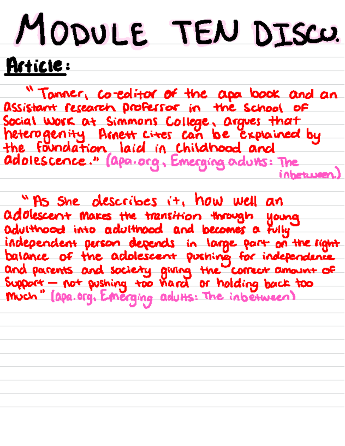Module 10 Discussion - MODULE TEN DISCU. Article: of the apa book and an assistant research ...