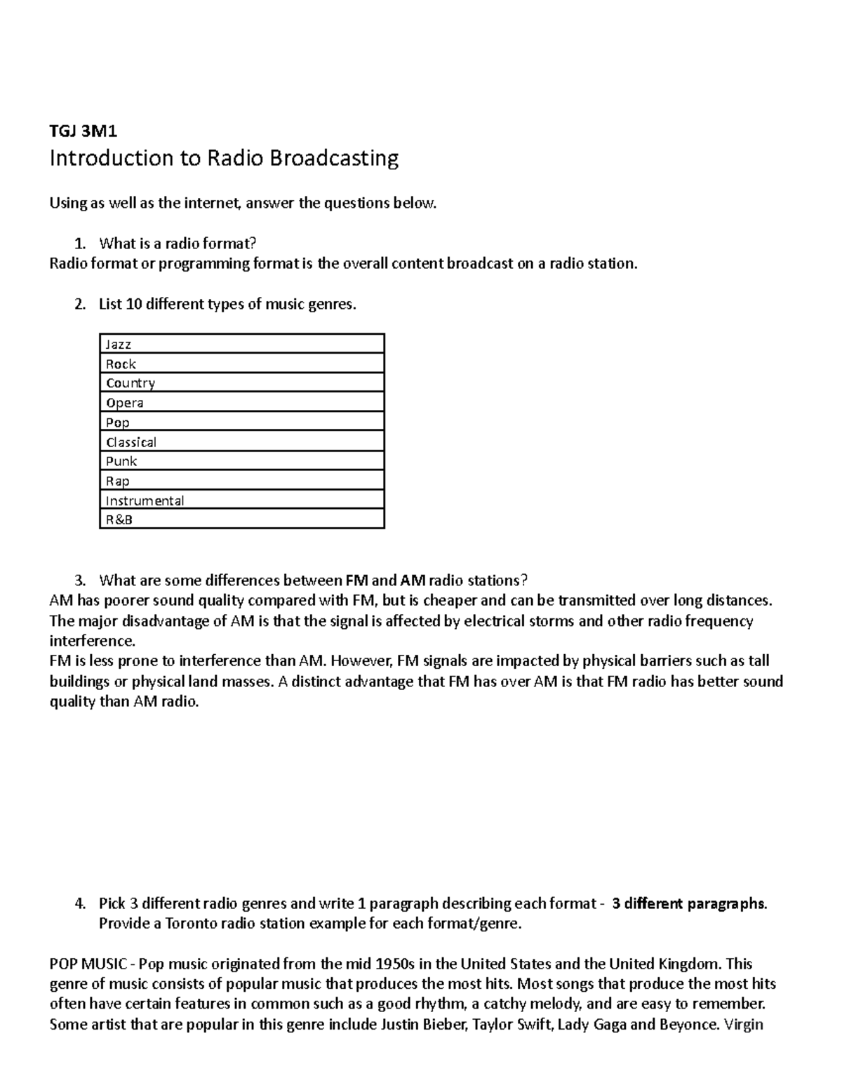 Introduction to Radio Broadcasting Worksheet - Studocu