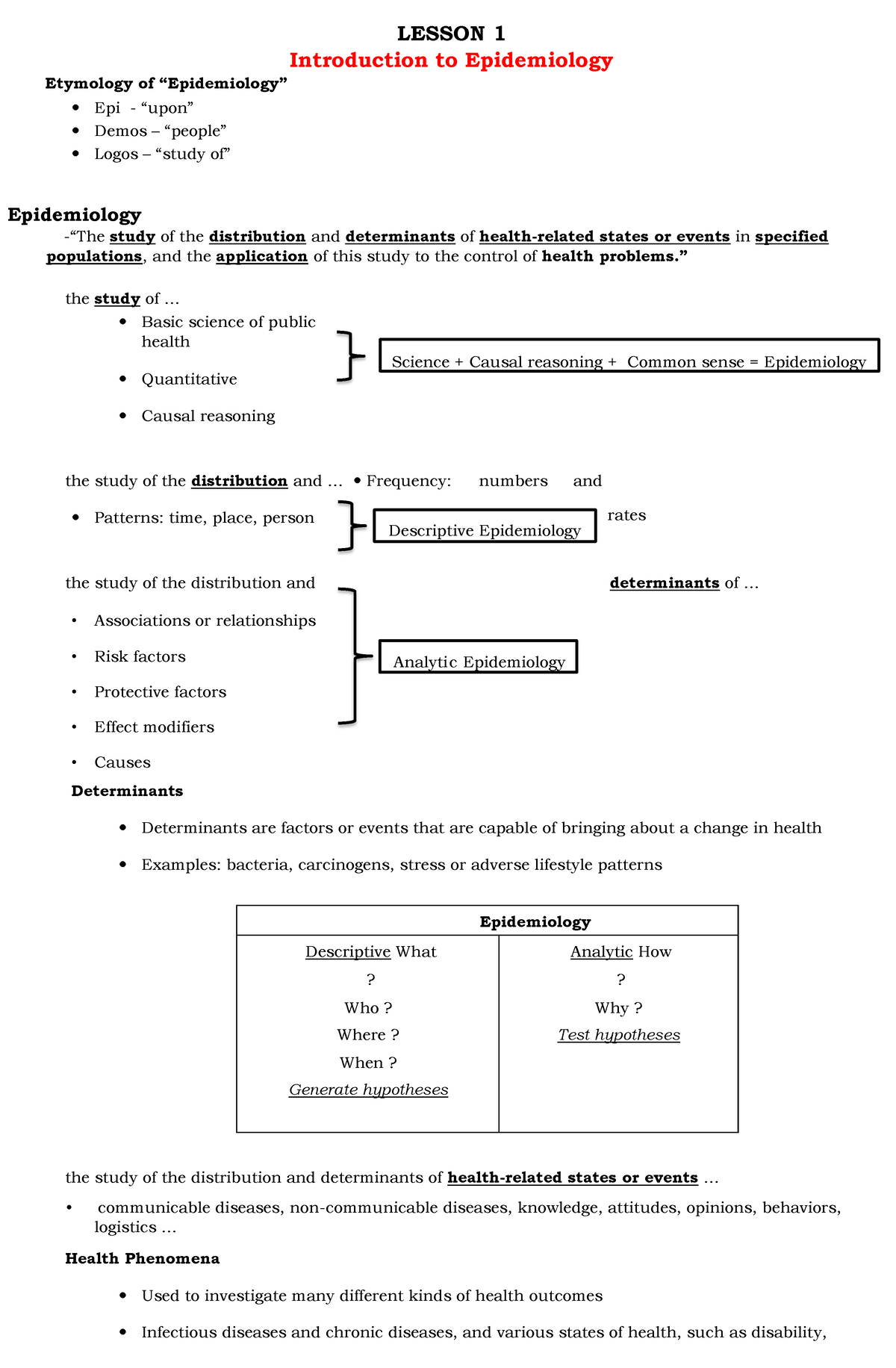 EPI Lesson 1 5 - cover to cover - LESSON 1 Introduction to Epidemiology ...
