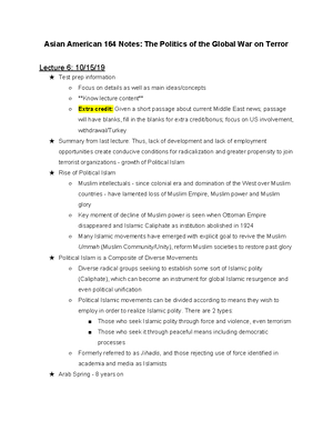 AS AM L 15 - Lecture notes from The Politics of the Global War on ...