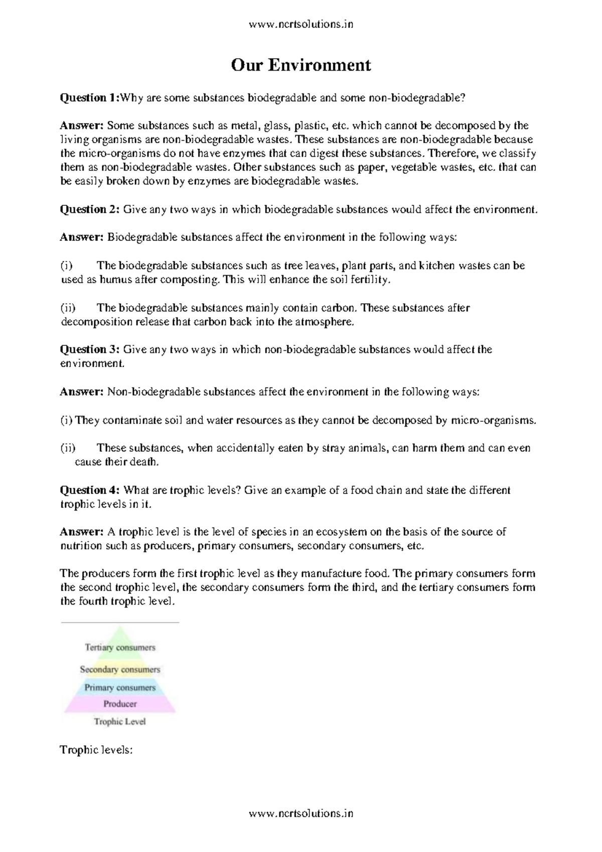 Our Environment - Our Environment Question 1: Why are some substances ...