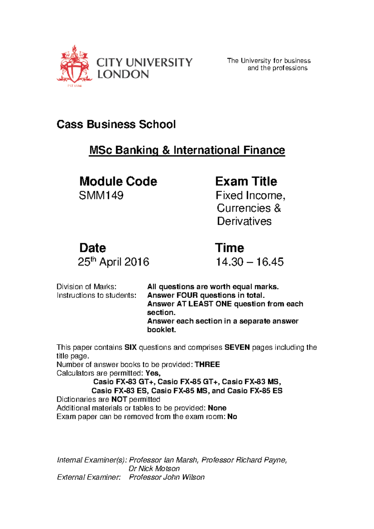 Exam 2016, questions - The University for business and the professions ...