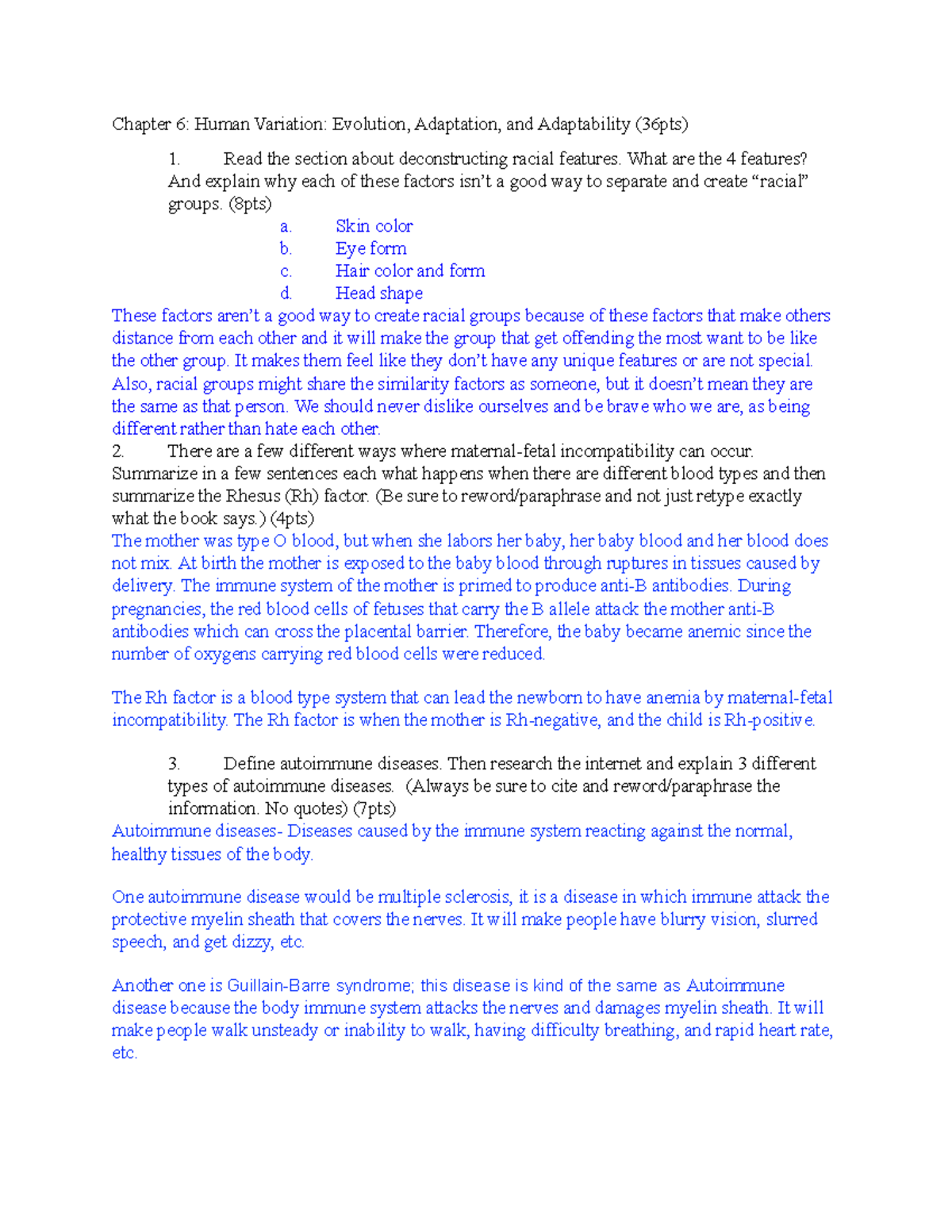 Assign 6-7 phy - Week 6-7 - Chapter 6: Human Variation: Evolution ...