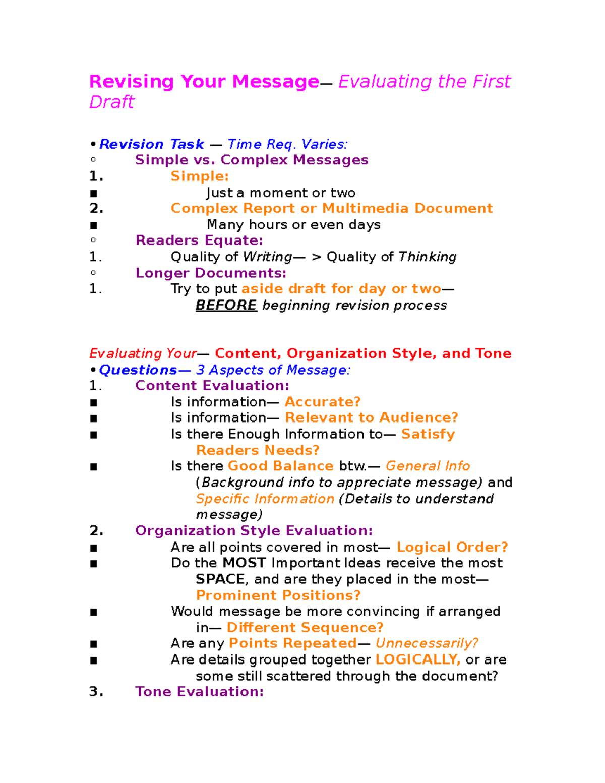 Business Writing-Chap. 6 - Revising Your Evaluating the First Draft ...