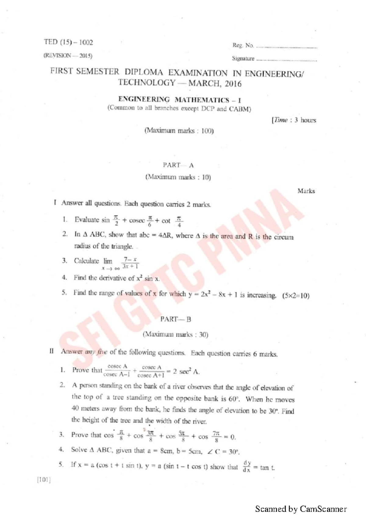 Maths question and answer key - Basic mechanical engineering - Scanned by CamScanner Scanned by ...