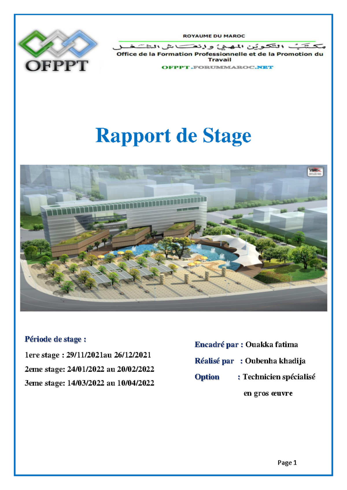 Rapport de stage Khadija Oubenha 3 - Rapport de Stage Encadré par ...