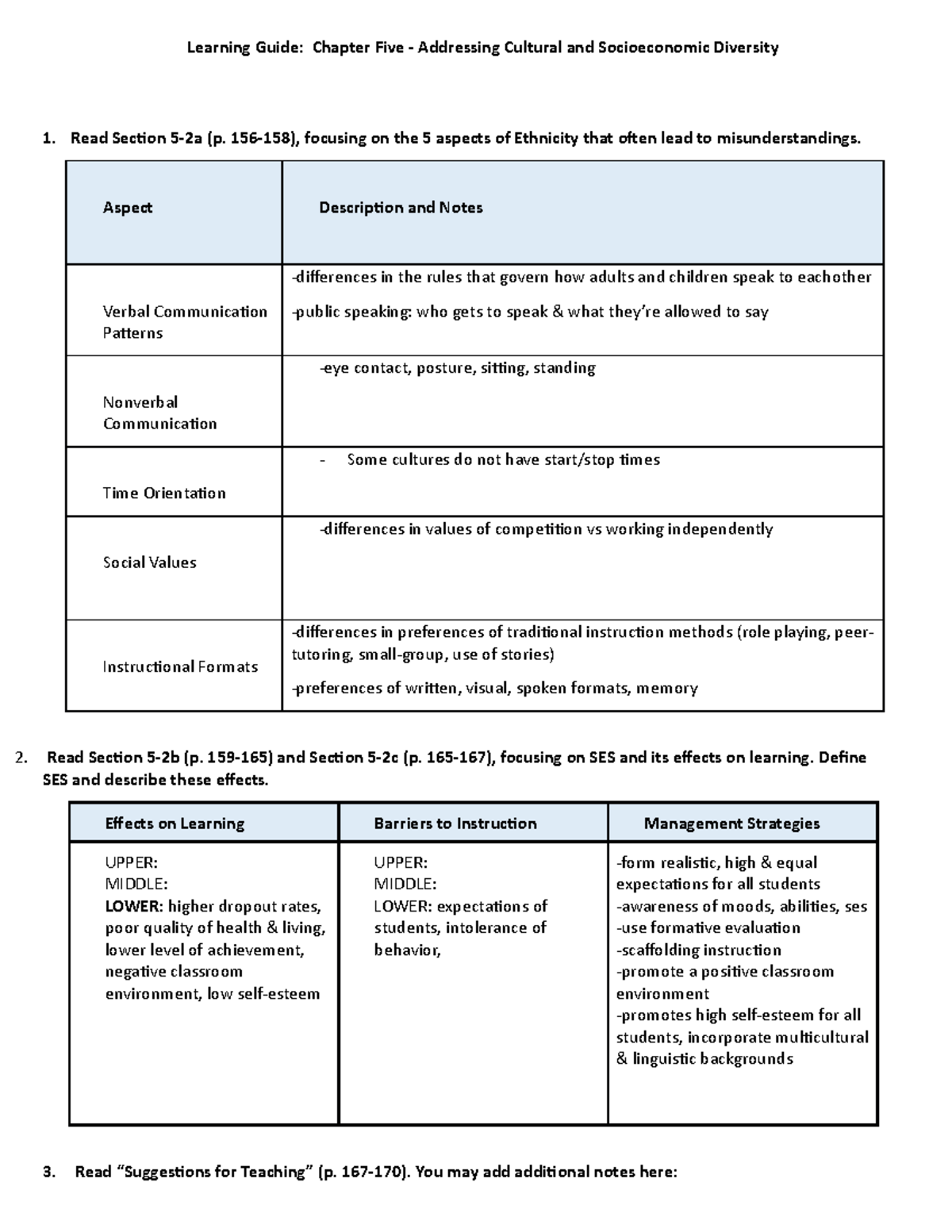 Learning Log chap 5-9 - Lecture notes Chapters 5-9 - Learning Guide ...