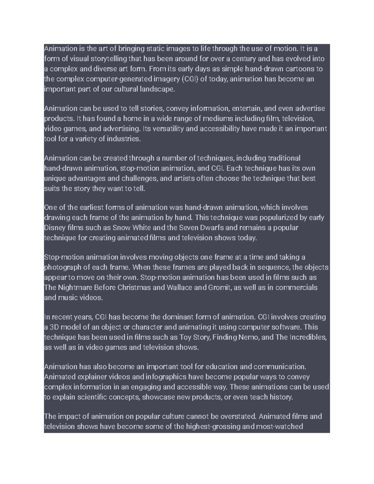 Animation overview - Animation is the art of bringing static images to ...