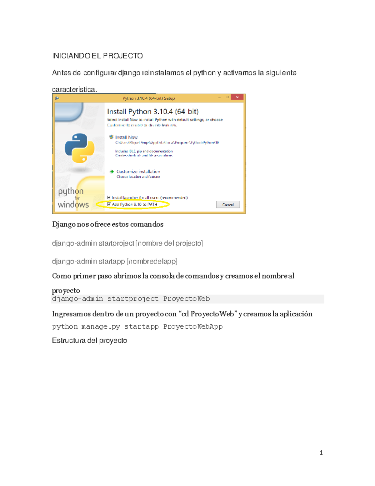 Proyecto django 7 - INICIANDO EL PROJECTO Antes de configurar django ...
