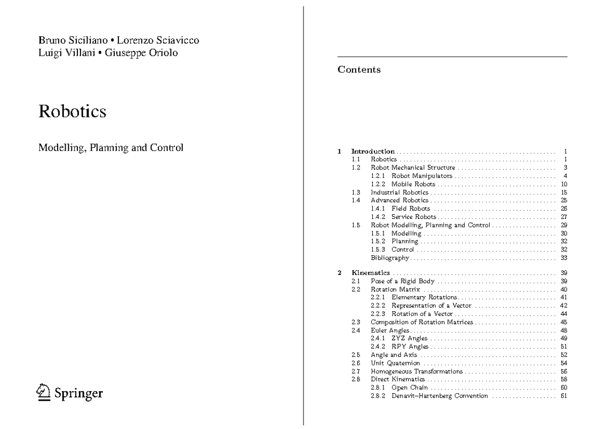 Robotics Modelling, Planning and Control Sciavicco extract - 123 Modelling, Planning and - Studocu