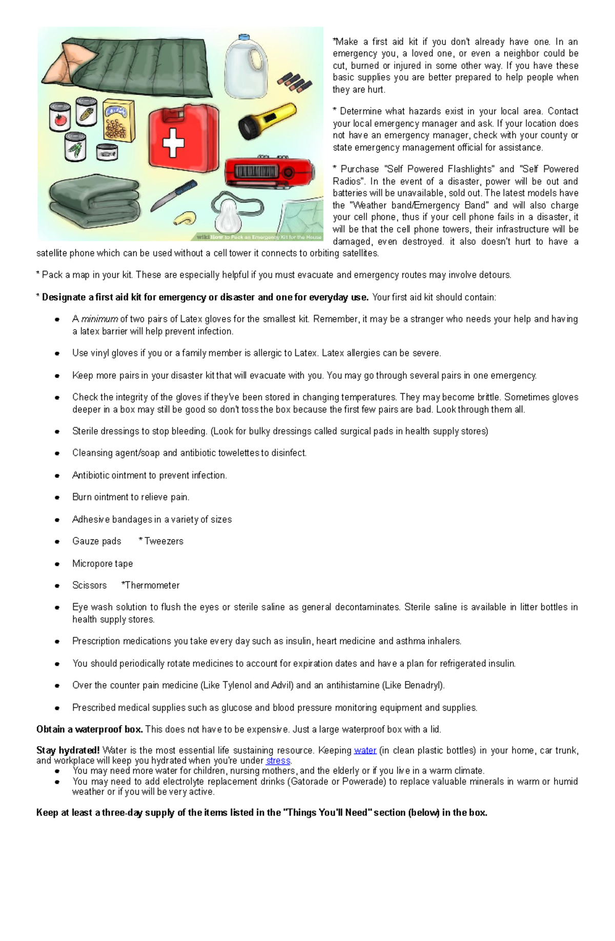 Emergency KIT - *Make a first aid kit if you don't already have one. In ...