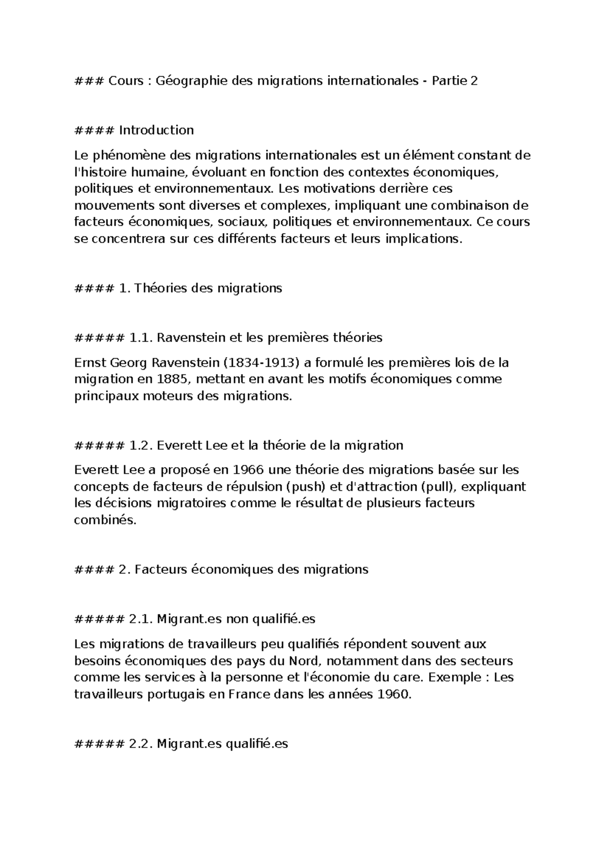 Document 33 - Résumé géographie des migrations internationales - Cours ...