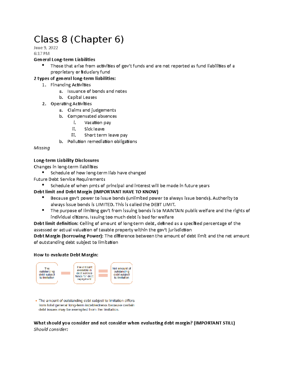 Class 8 (Chapter 6) - Class 8 (Chapter 6) June 9, 2022 6:17 PM General Long-term Liabilities ...