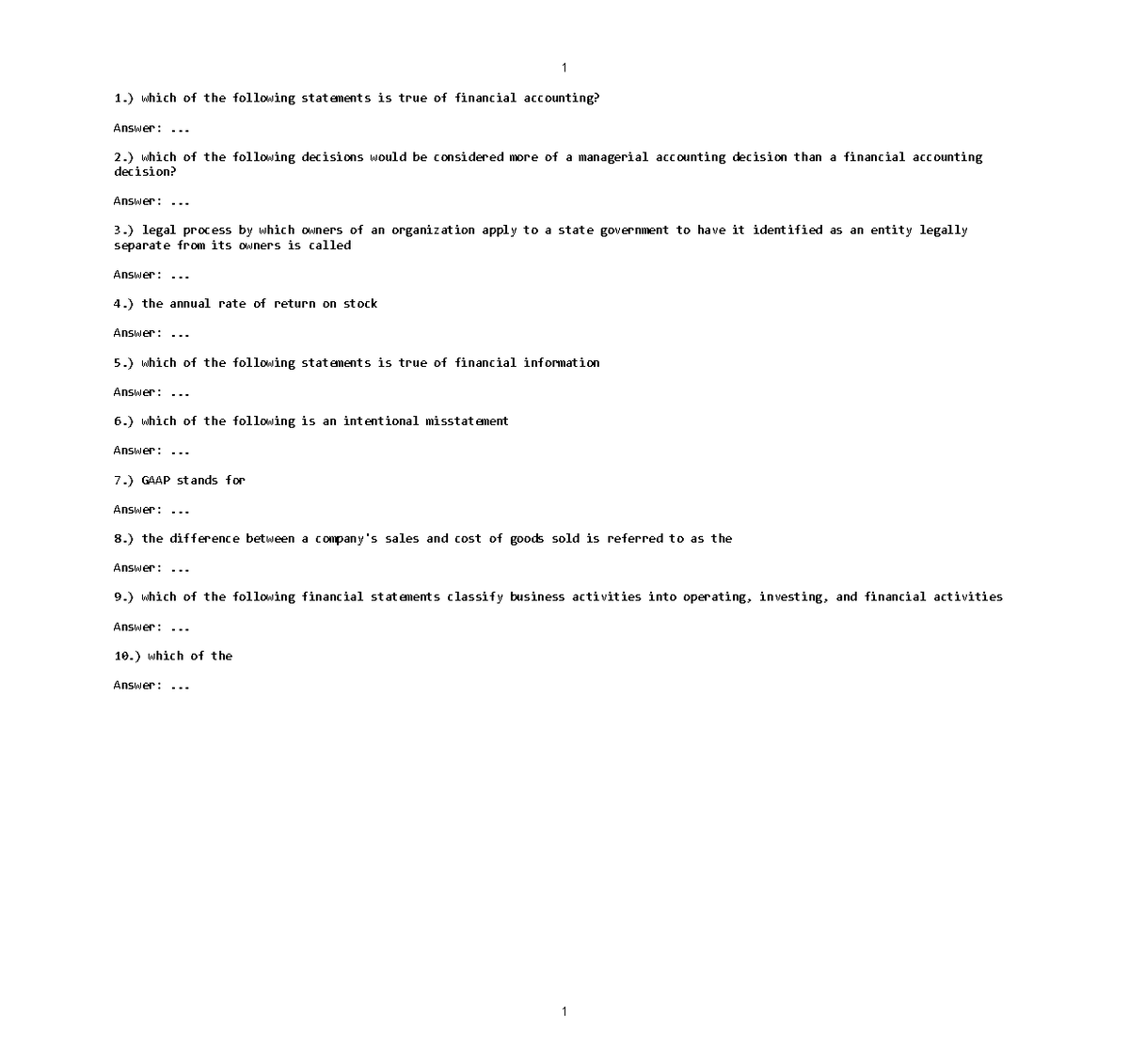 ACCT 2082 - Final exam - 1 1.) which of the following statements is ...