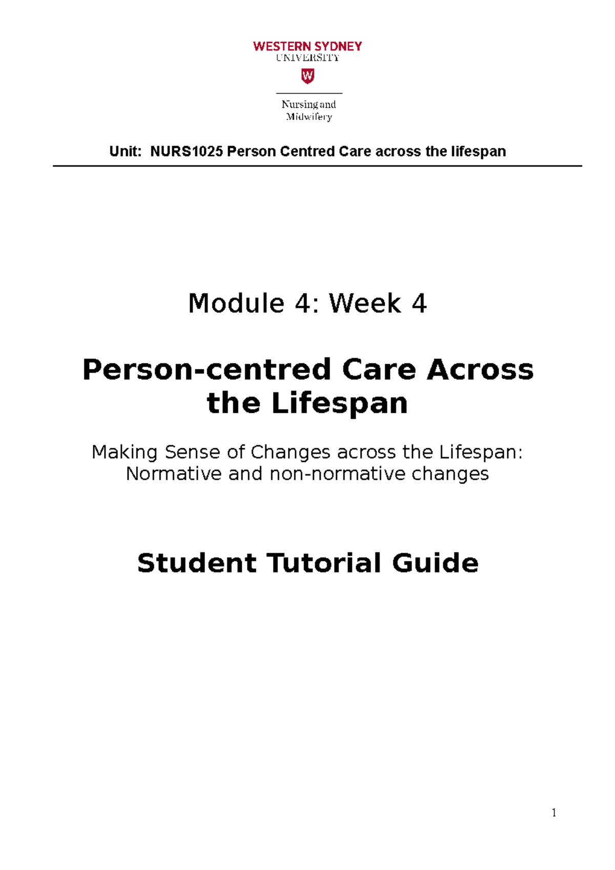 Module 4 Student Tutorial Guide 2023 - Module 4: Week 4 Person-centred ...