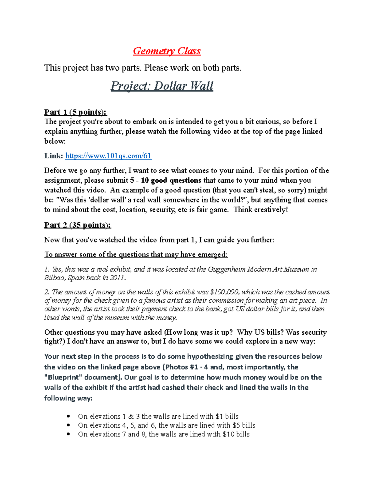 Geometry Project Complete Guidelines - Geometry Class This project has ...