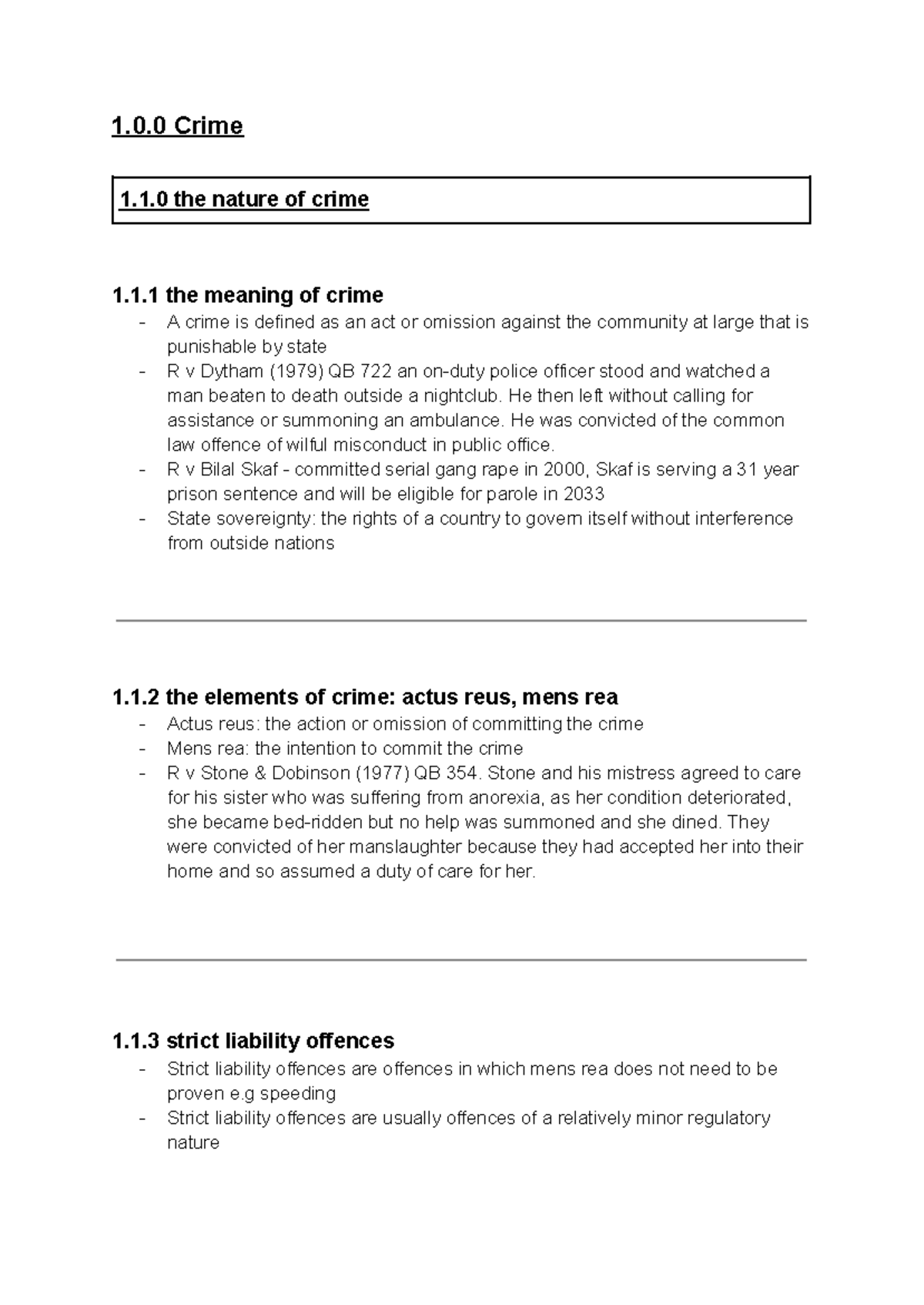 Legal Studies HSC Notes - 1.0 Crime 1.1 the nature of crime 1.1 the ...