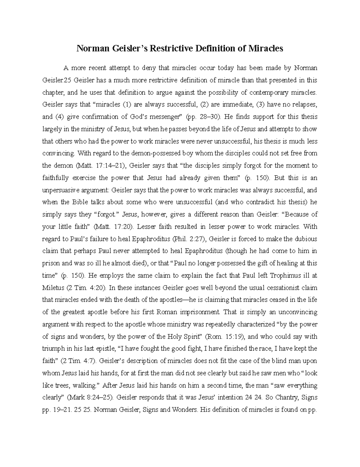 Norman Geisler S Restrictive Definition Of Miracles Geisler Says That