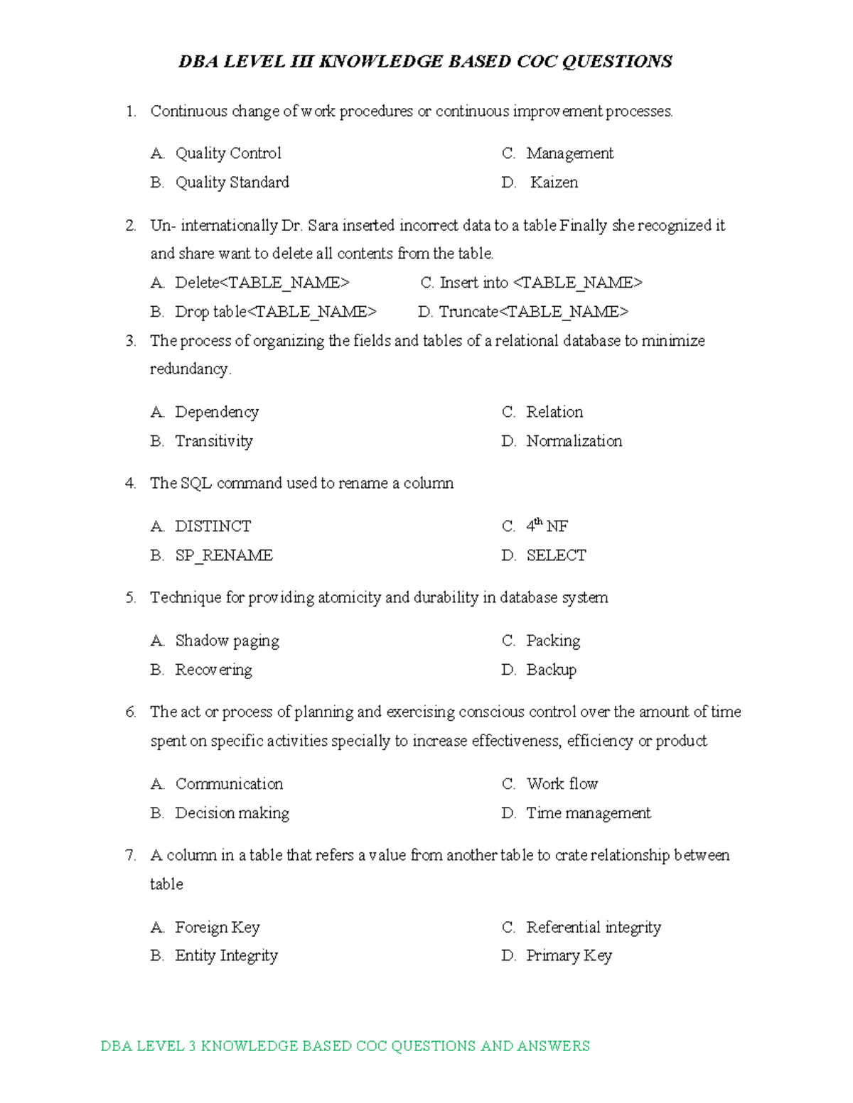 Henok Level 3 Database coc Que 2023-01-08 18-21-00000-1 - 1. Continuous ...