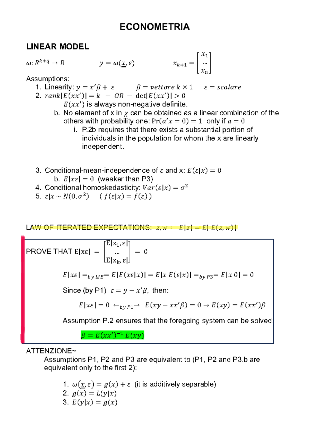 ECONOMETRIA PT1 - ECONOMETRIA LINEAR MODEL 𝜔: 𝑅 !"# → 𝑅 𝑦 = 𝜔(𝑥, 𝜀) 𝑥 ...