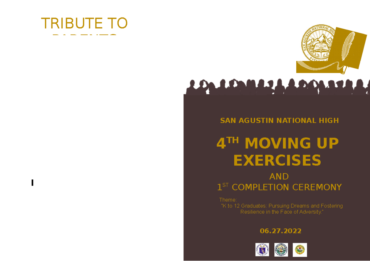 Completion Program - docs - TRIBUTE TO PARENTS SAN AGUSTIN NATIONAL ...