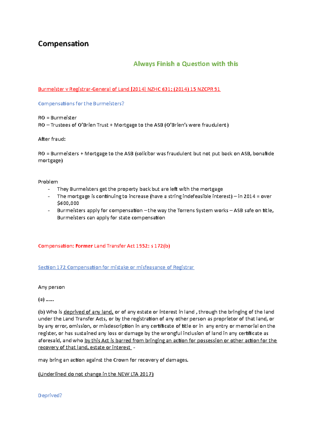 Compensation and Alterations - Compensation Always Finish a Question ...