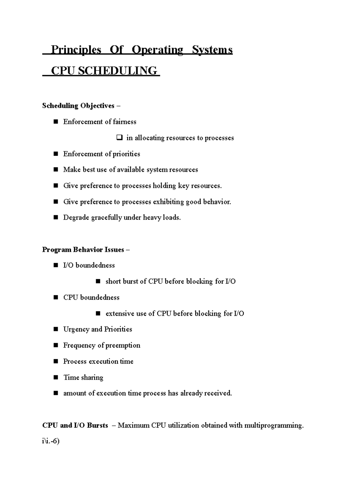 CPU SCHEDULING - Principles Of Operating Systems CPU SCHEDULING ...