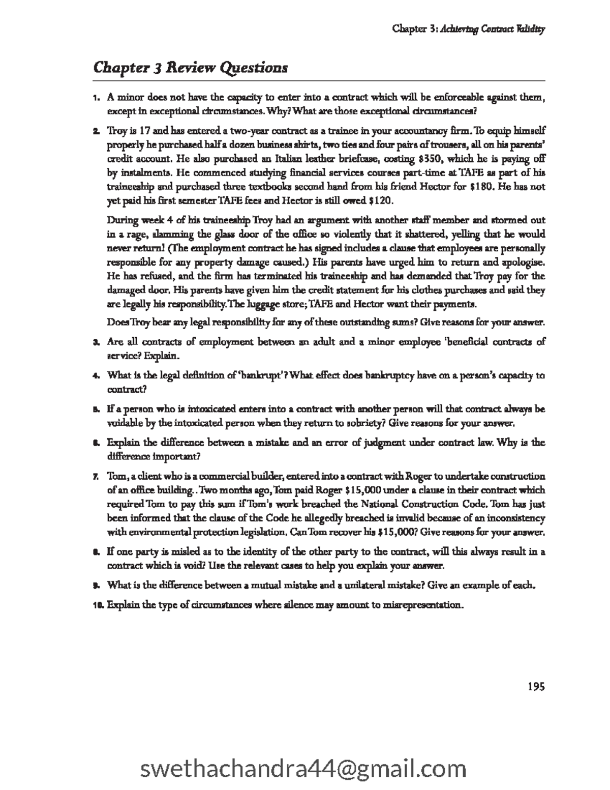 review question - Chapter 3: Achieving Contract Validity Chapter 3 ...