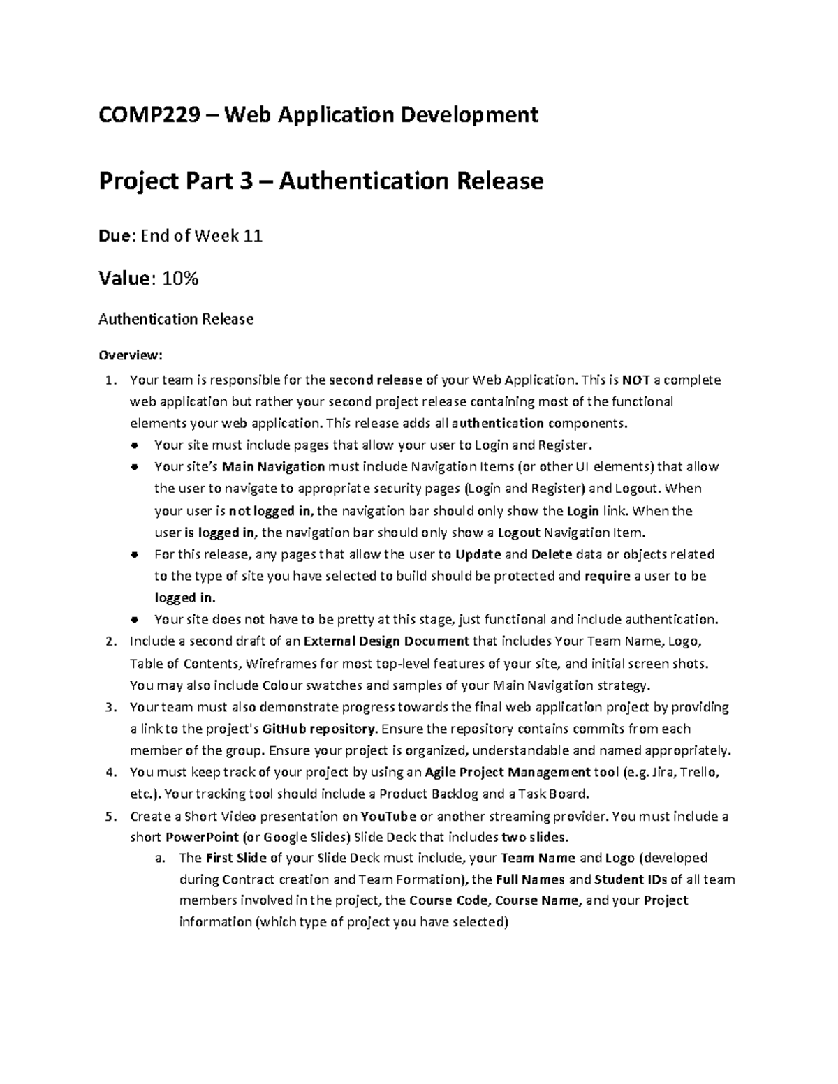 Project Part 3 - Authentication Release - COMP229 – Web Application Development Project Part 3 ...