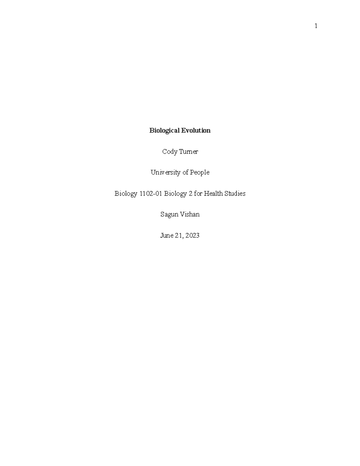 Biological Evolution - writing - Biological Evolution Cody Turner ...