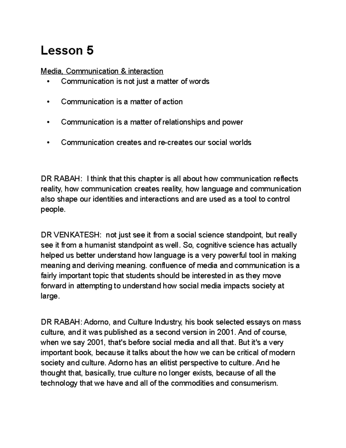 Lesson 5 EDUC307 - LECTURE NOTES - Lesson 5 Media, Communication ...