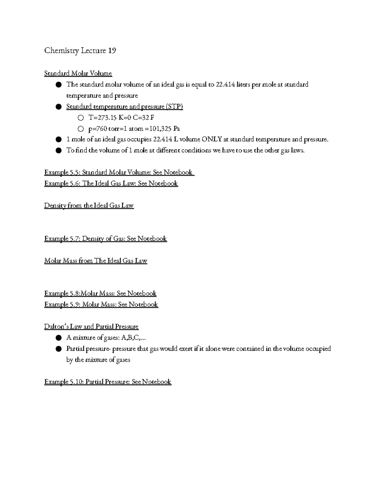 Chem 19 Lec - Lecture notes 19 - Chemistry Lecture 19 Standard Molar ...