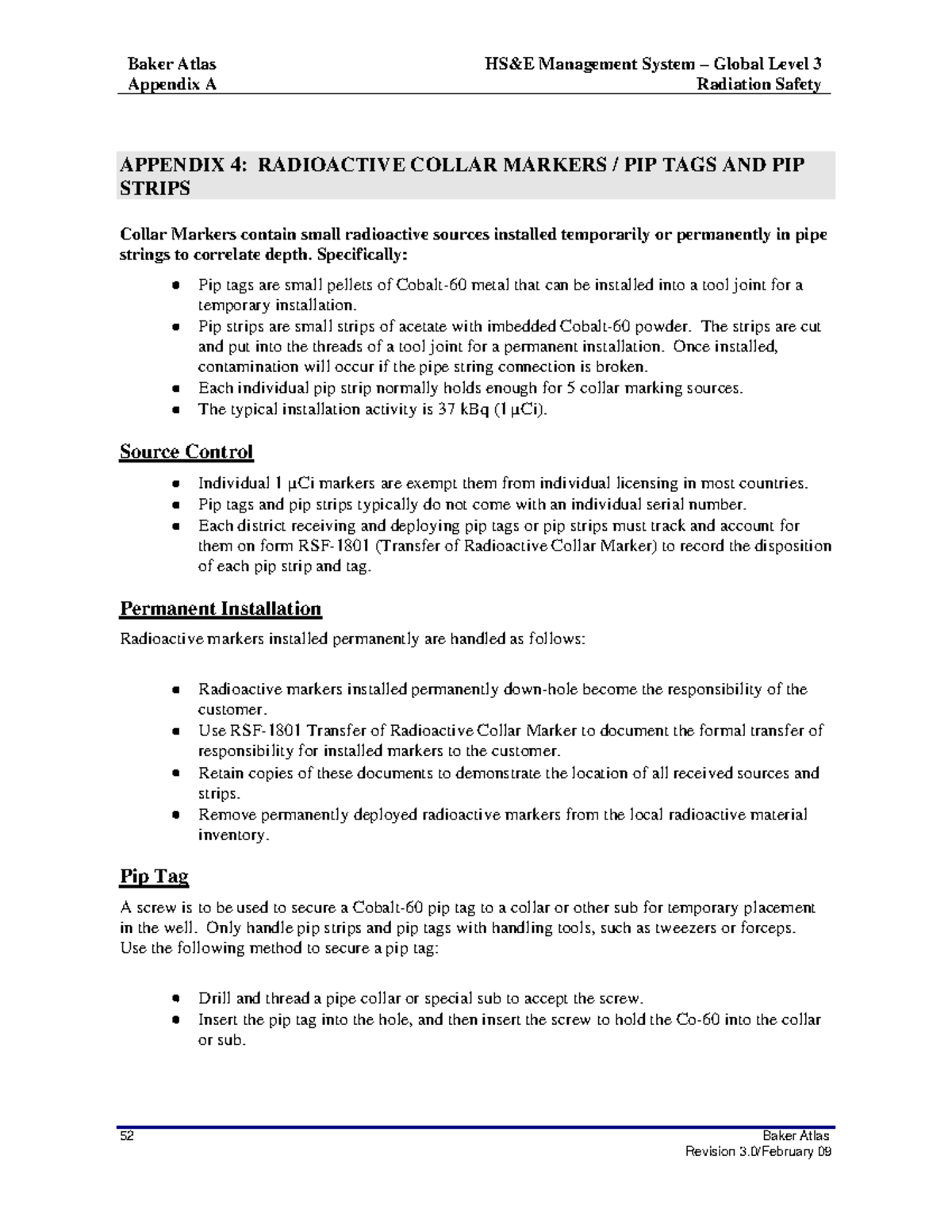 Pip tag procedures - Pipi tag - Baker Atlas Appendix A HS&E Management ...