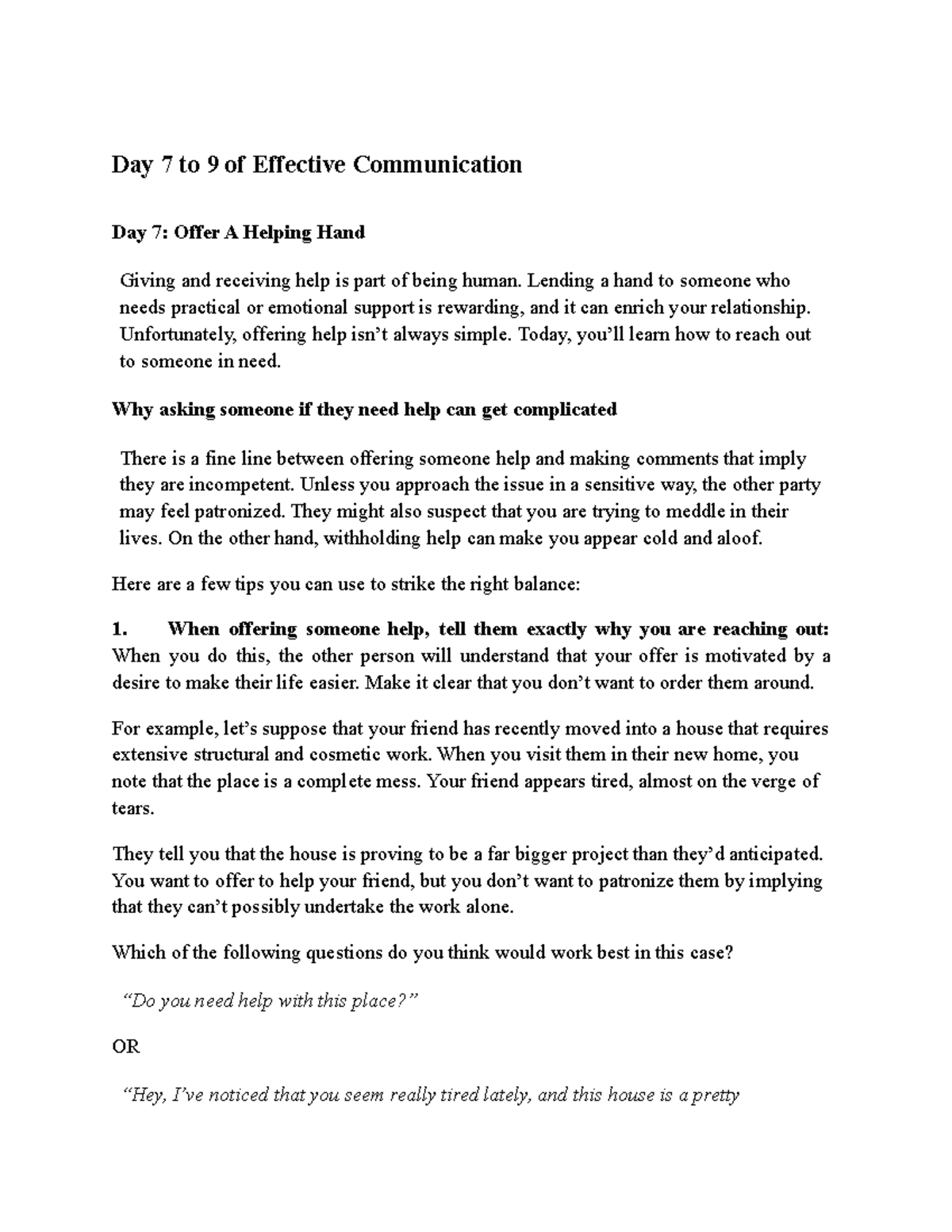 Day 7 to 9 of Effective Communication - Day 7 to 9 of Effective ...