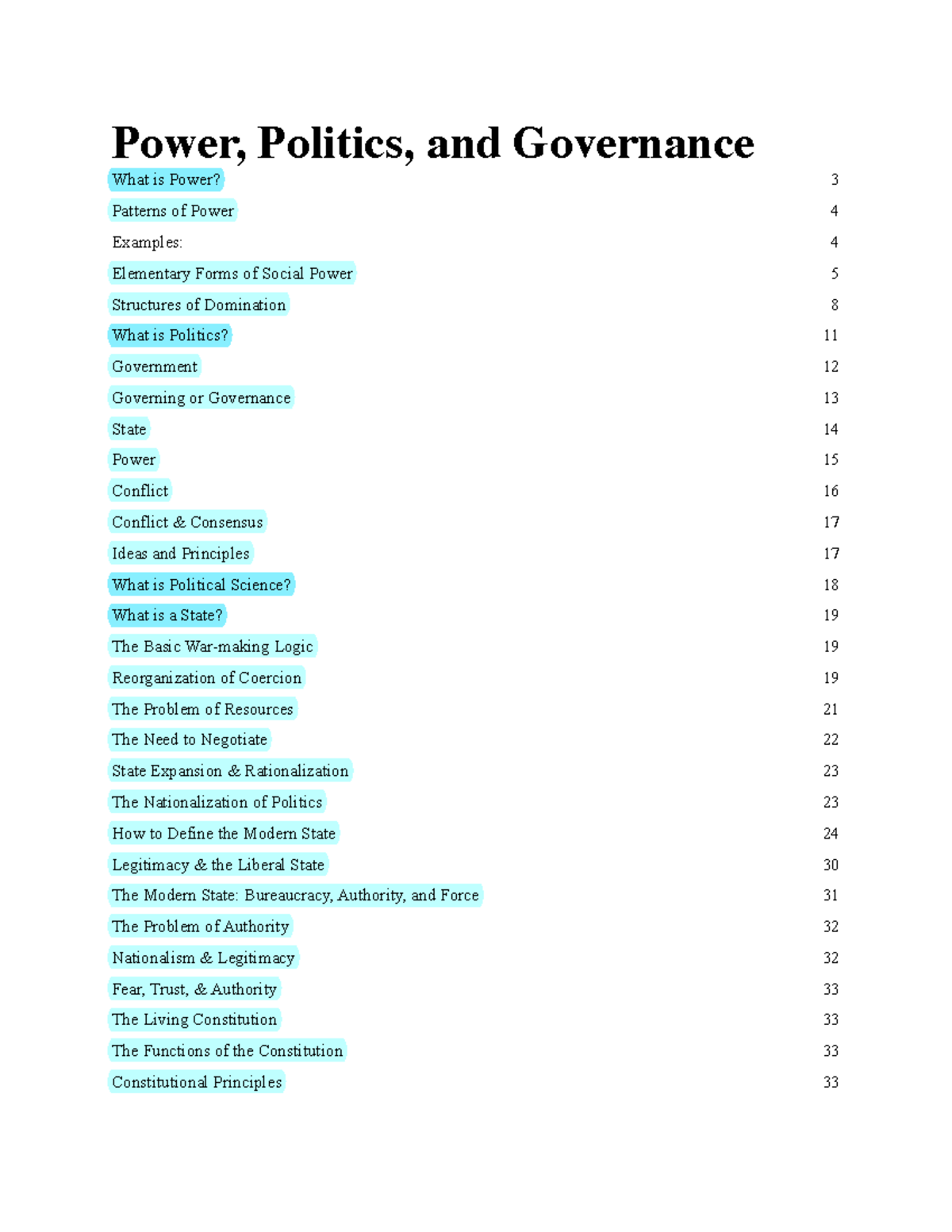 Power, Politics, and Governance Notes - Power, Politics, and Governance ...