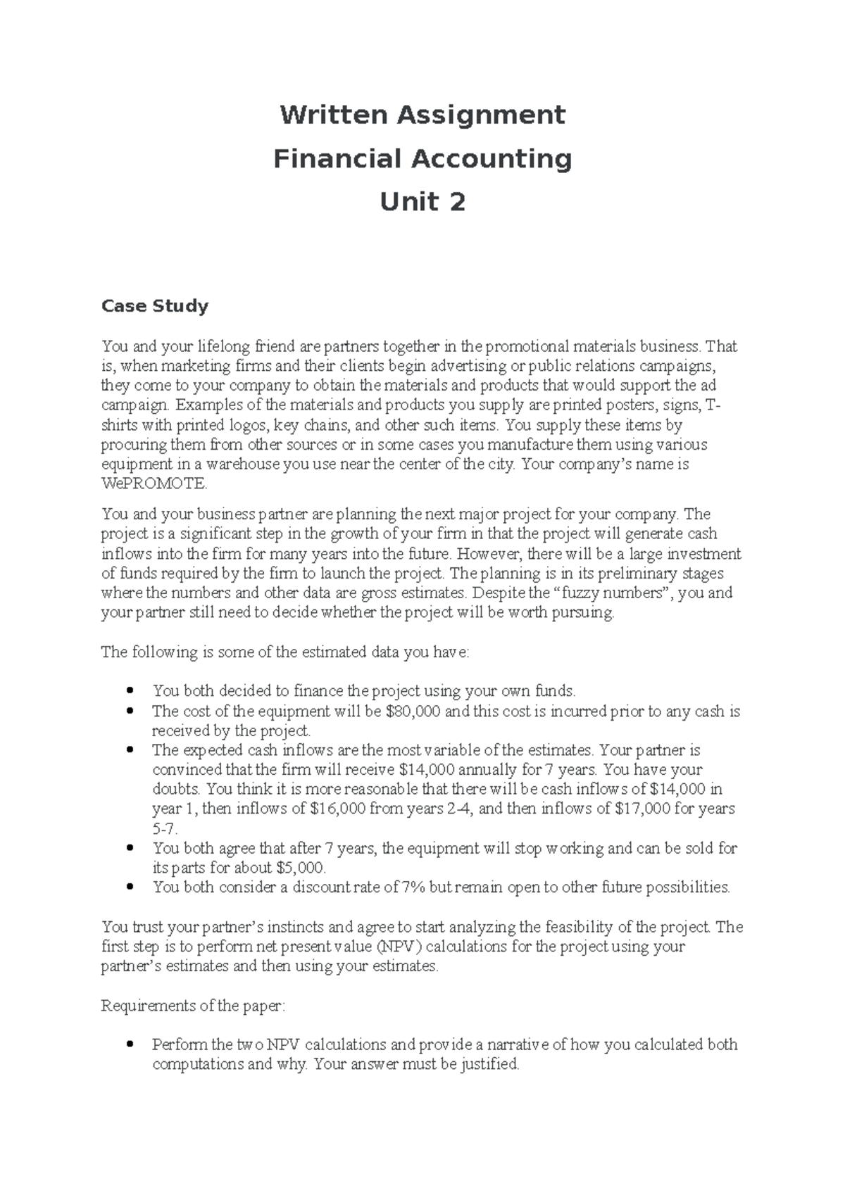 WA2 April 2022 capital budgeting - Written Assignment Financial ...