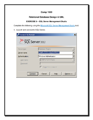 Comp 1630 Exercise 2 - Comp 1630 Relational Database Design & SQL ...