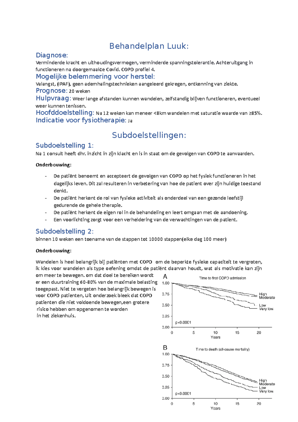 Behandelplan Luuk - Behandelplan Luuk: Diagnose: Verminderde kracht en uithoudingsvermogen ...