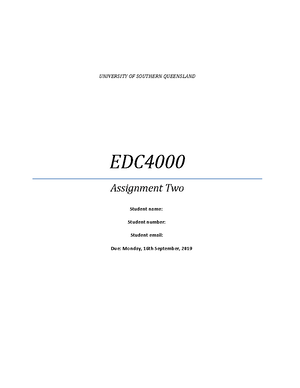 EDC4000 Assignment 1 teask sheet Sem 2 2021 - Task overview Assessment ...