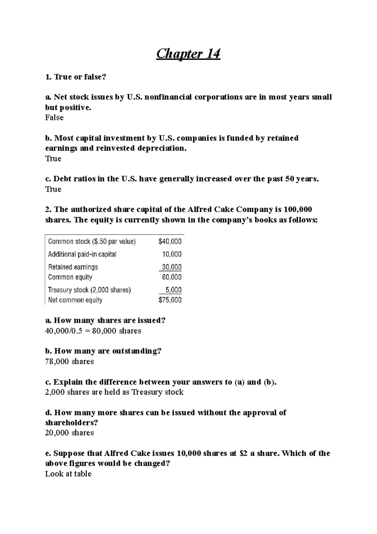 Chapter 14 - Answers from the book - Chapter 14 True or false? a. Net ...