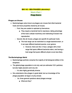 BIO 142 Week 7 Part 7 - Fall 2018 - BIO 142 - SEA PHAGES Laboratory I Week 7 Part 7 Phage - Studocu