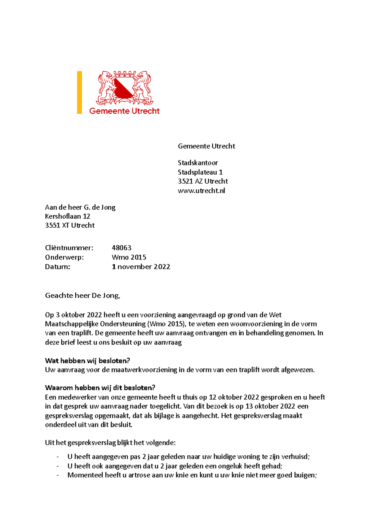 Beschikking toets OW eerste kans 3 november 2022 - Gemeente Utrecht ...