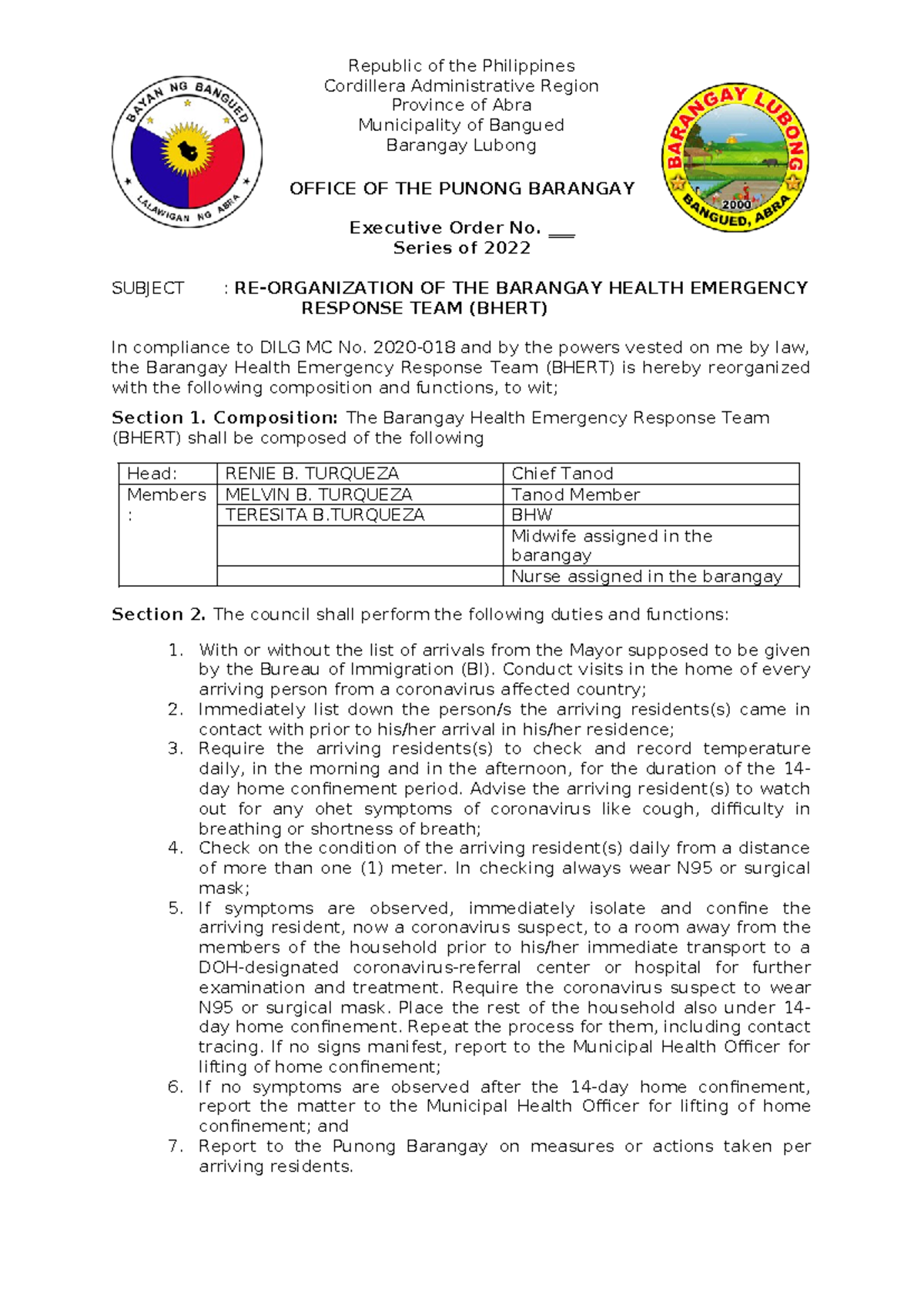 EO- Bherts - ignan mo to pereng tenge - Republic of the Philippines ...