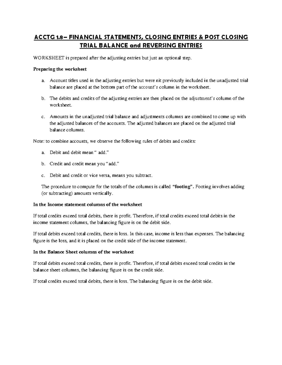 Chapter 8 Lecture - ACCTG 1– FINANCIAL STATEMENTS, CLOSING ENTRIES ...
