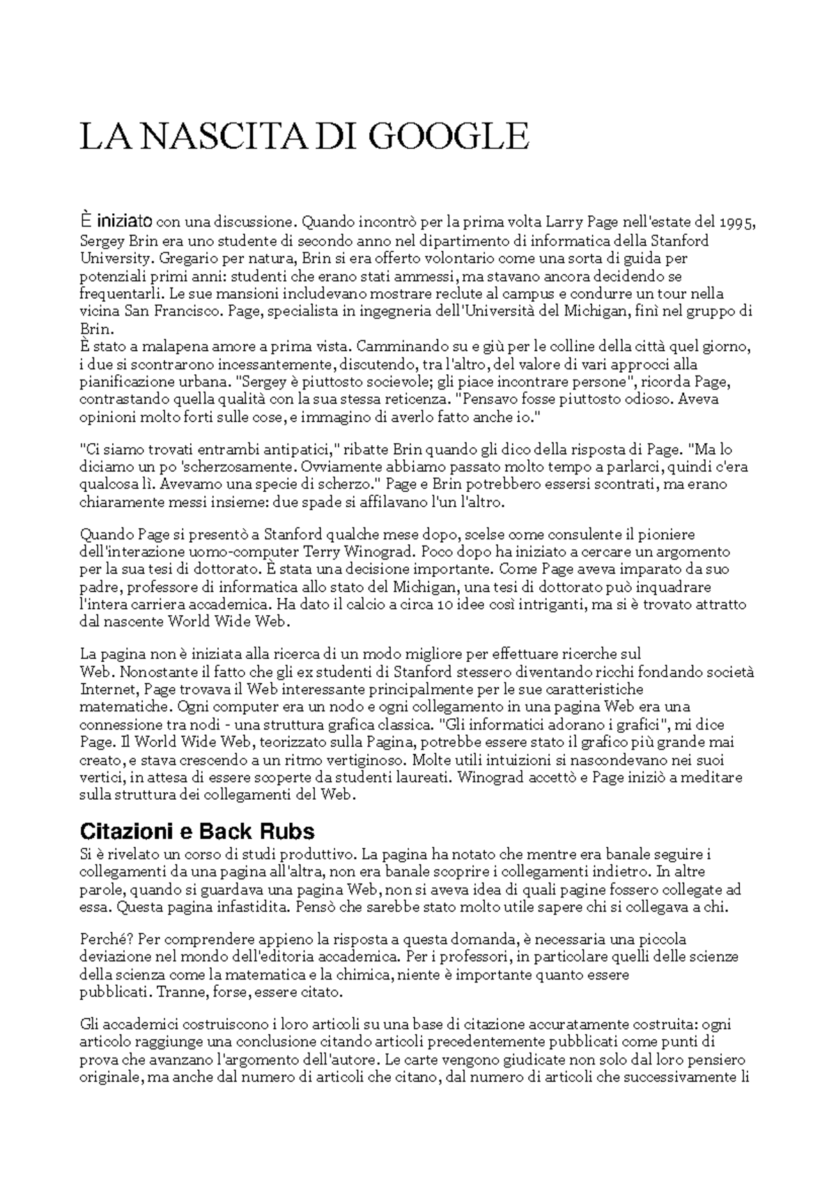 LA Nascita DI Google - LA NASCITA DI GOOGLE È iniziato con una ...