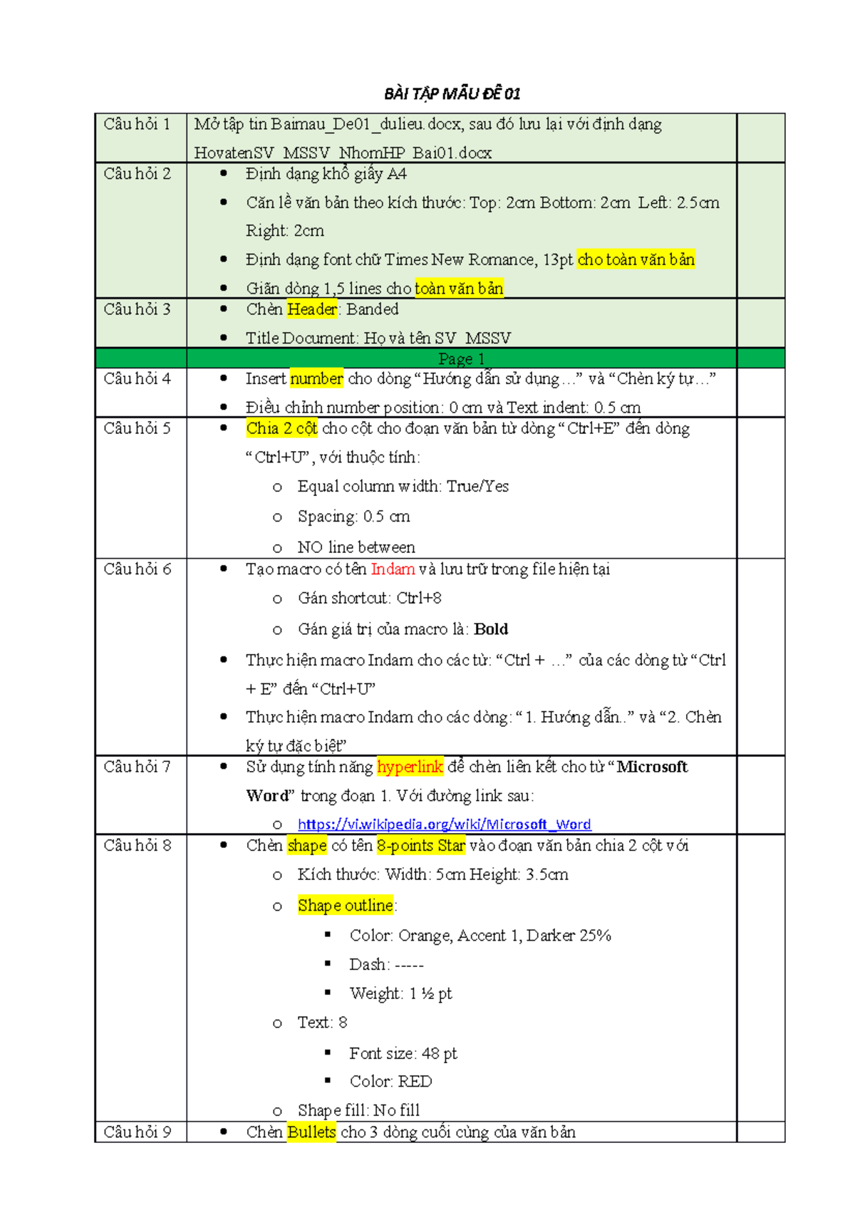 Trang 13 Cauhoi - vbrg - BÀI T P MẪẪU ĐỀỀ 01Ậ Câu hỏi 1 Mở tập tin Baimau_De01_dulieu, sau đó ...