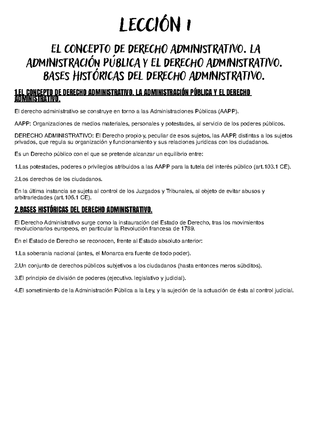 lección 1 admin - LeCcIóN 1 El CoNcEpTo De DeReChO AdMiNiStRaTiVo. La AdMiNiStRaCiÓn PúBlIcA Y ...